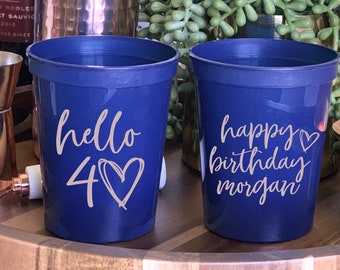 40th BIRTHDAY PARTY Cups 40th Birthday Party Cups 40th - Etsy