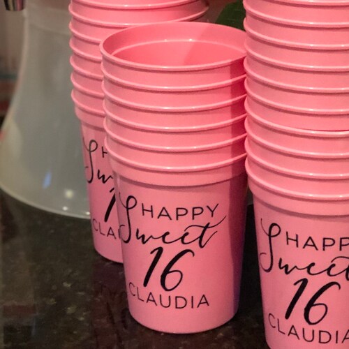 Happy Sweet 16 Birthday Stadium Plastic Cups 16th Birthday - Etsy