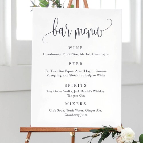 INSTANT DOWNLOAD Bar Menu Sign Signature Drink Bar Menu - Etsy