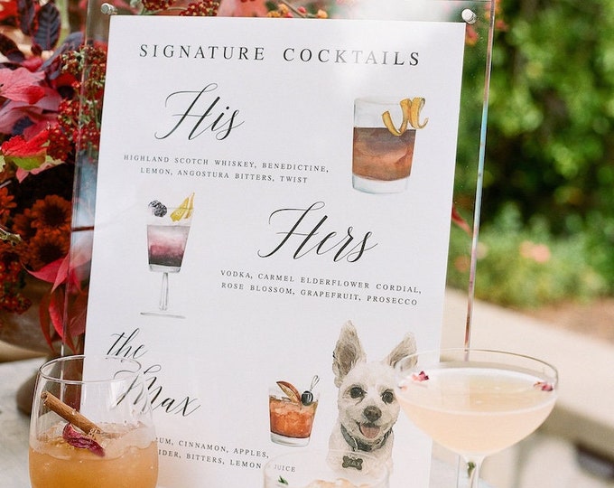 Printable Beach Signature Drinks Sign Watercolor Beach Themed Wedding ...