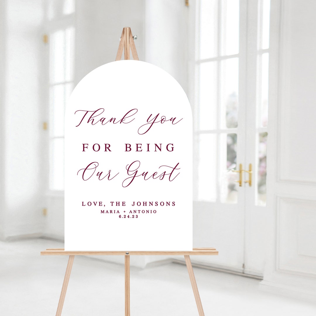 Thank You for Being Our Guest Ceremony Sign, Wedding Acrylic Sign ...