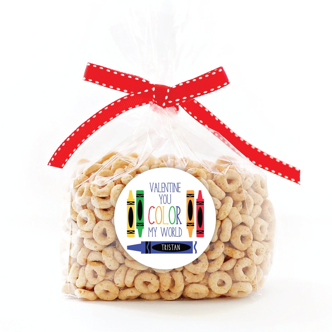 You Color My World Valentine's Day Stickers Personalized Custom ...