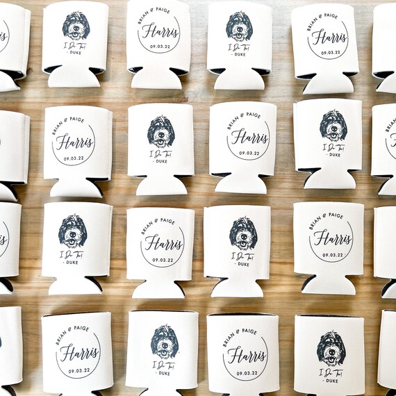 Custom Illustrated Dog Can Holder Wedding Pet Can Cooler - Etsy