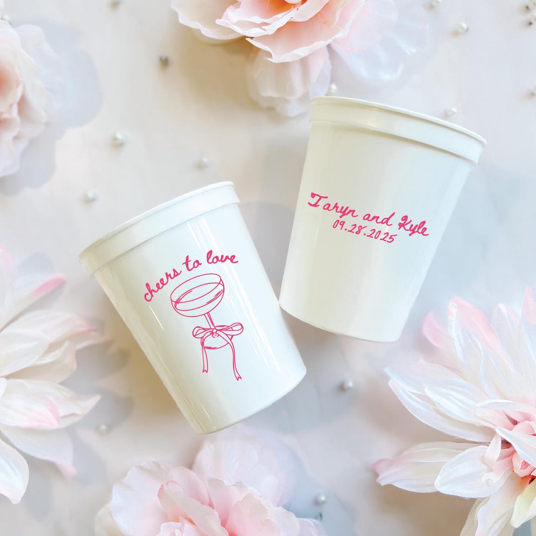 Cheers to Love Wedding Personalized Stadium Plastic Cups, Wedding ...