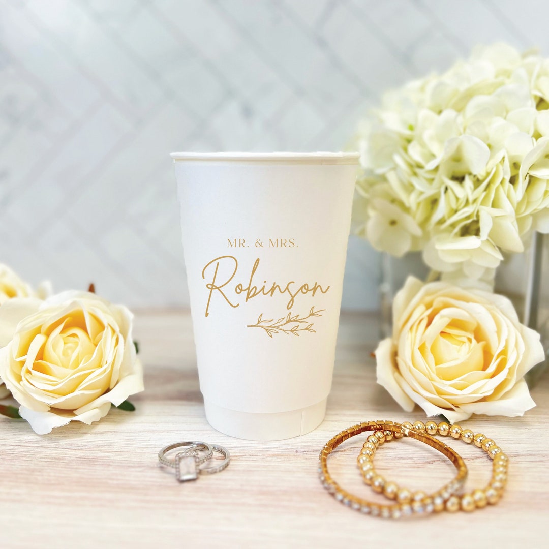 Custom Monogram Personalized Wedding Paper Cups Coffee Bar Hot ...
