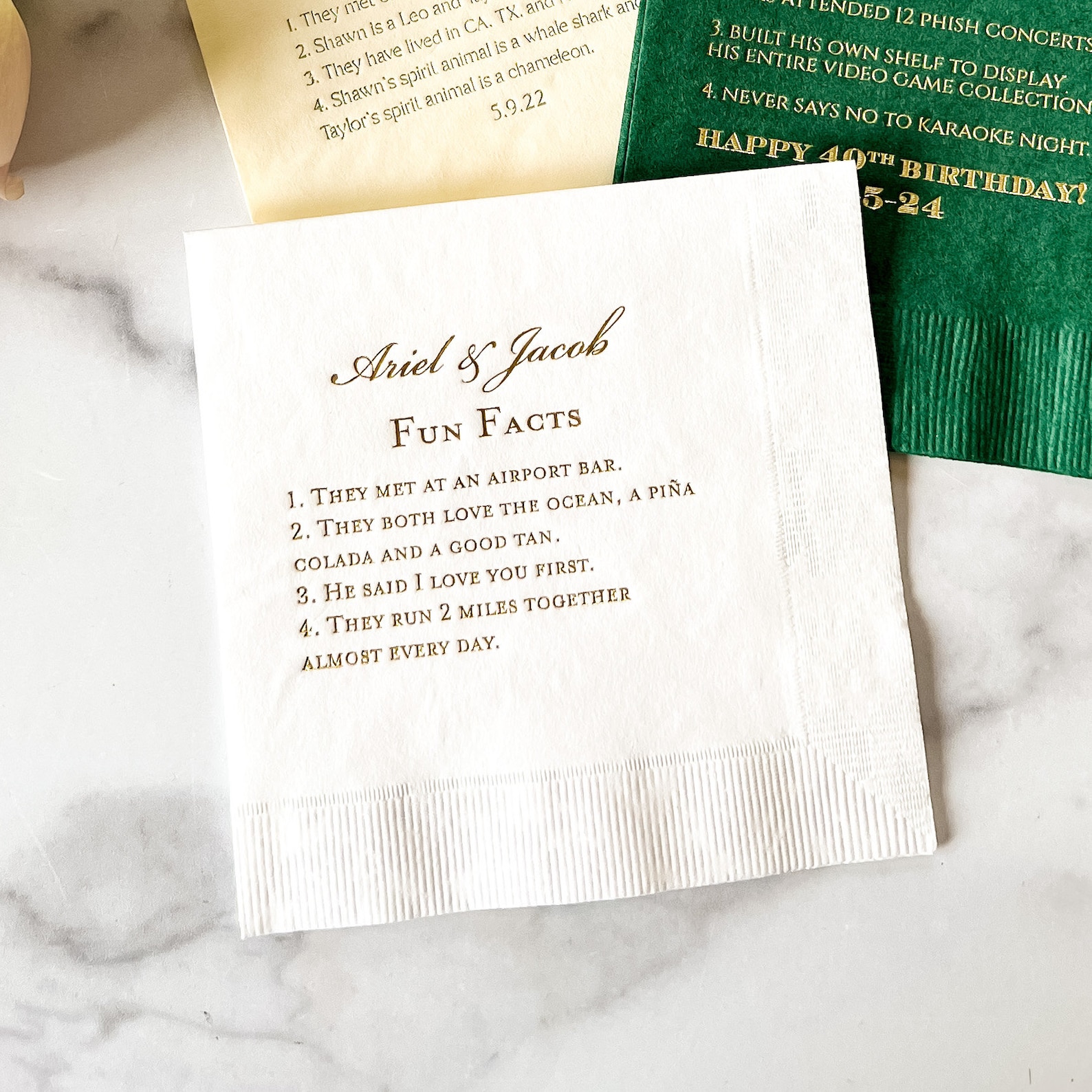 Fun Facts Personalized Wedding Napkins Bridal Shower Rehearsal Dinner ...