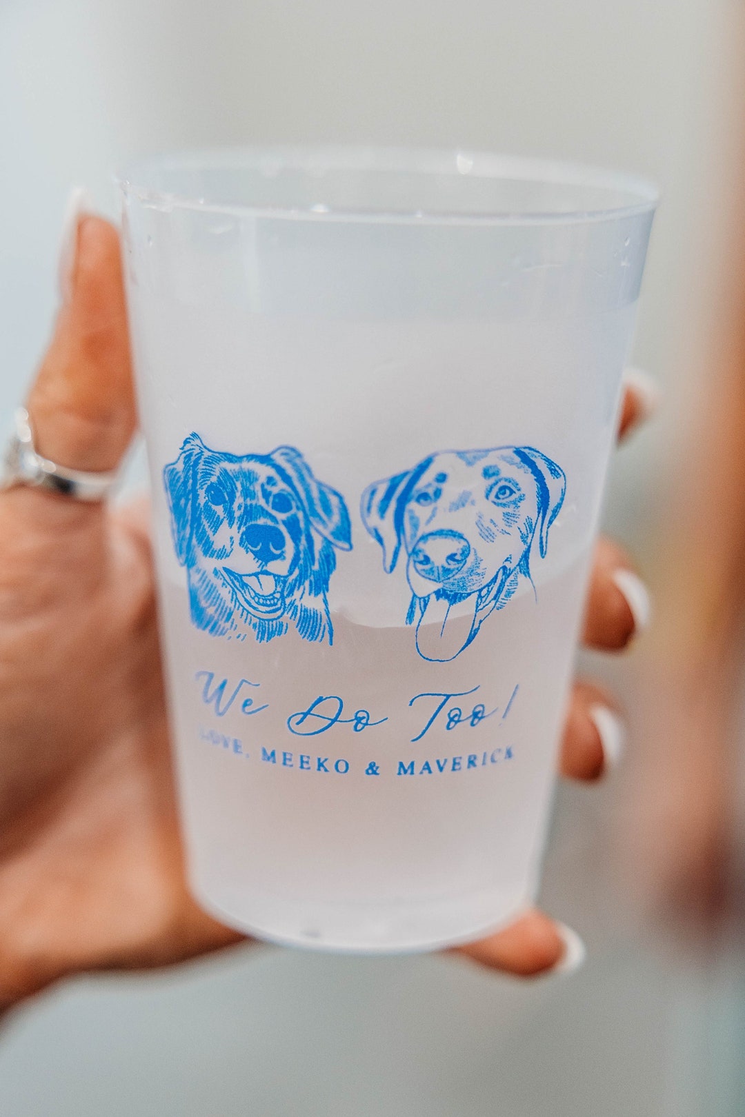 Custom Illustrated Dog Frosted Wedding Cups, Modern Wedding Cups ...