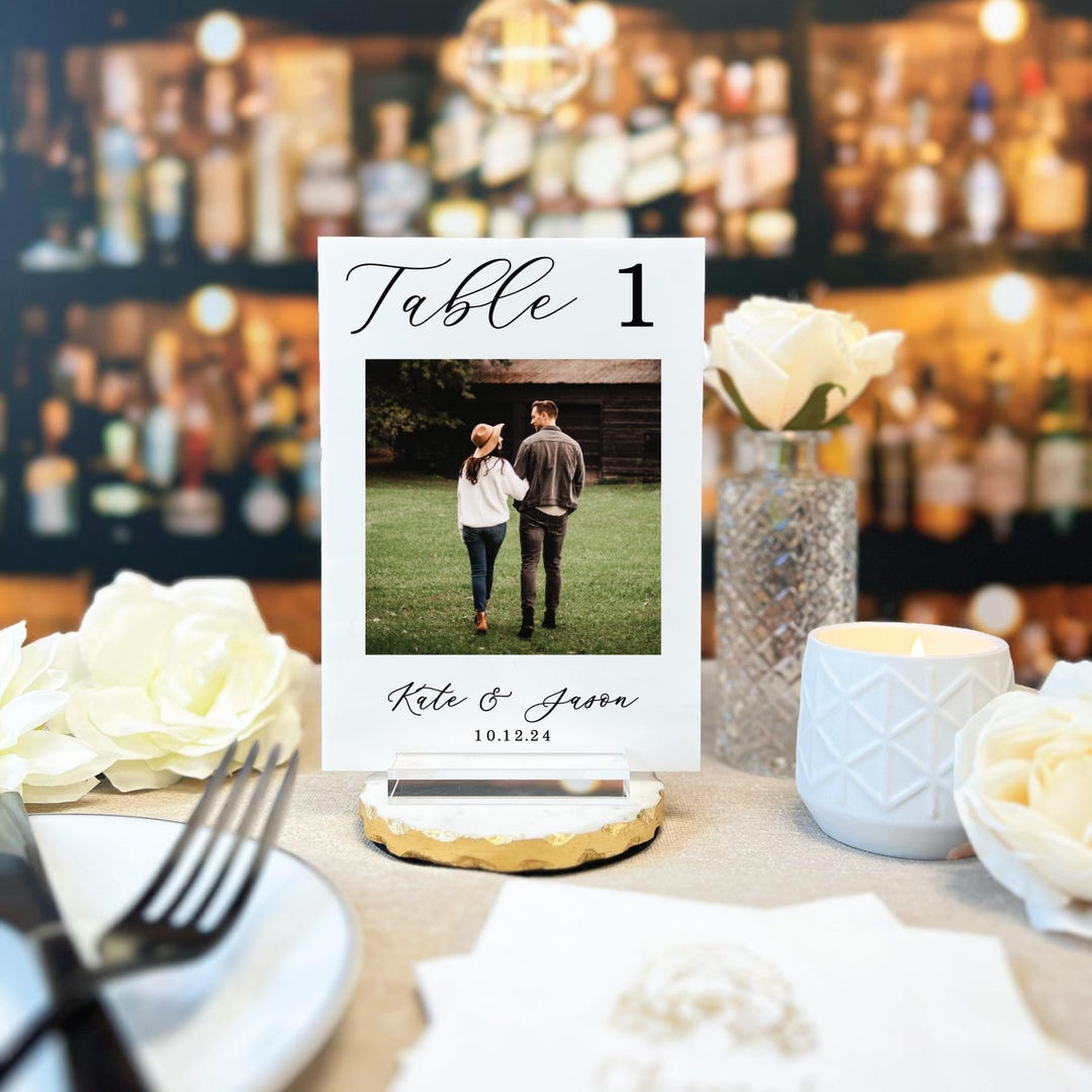 Custom Acrylic Table Numbers: Wedding Photo Signs (personalized) - Etsy