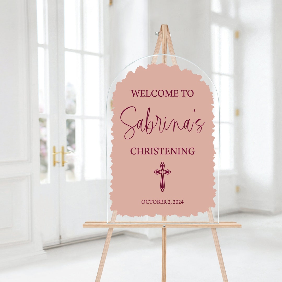 Arched Christening Welcome Sign Baptism Sign, Baptism Welcome ...