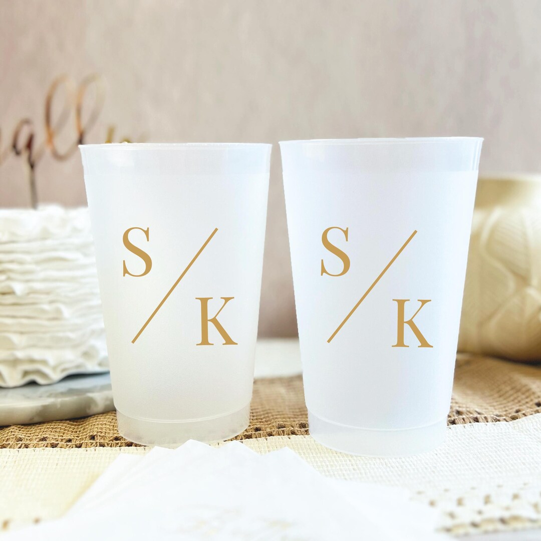 Custom Wedding Cups: Shatterproof Plastic - Personalized Initials ...