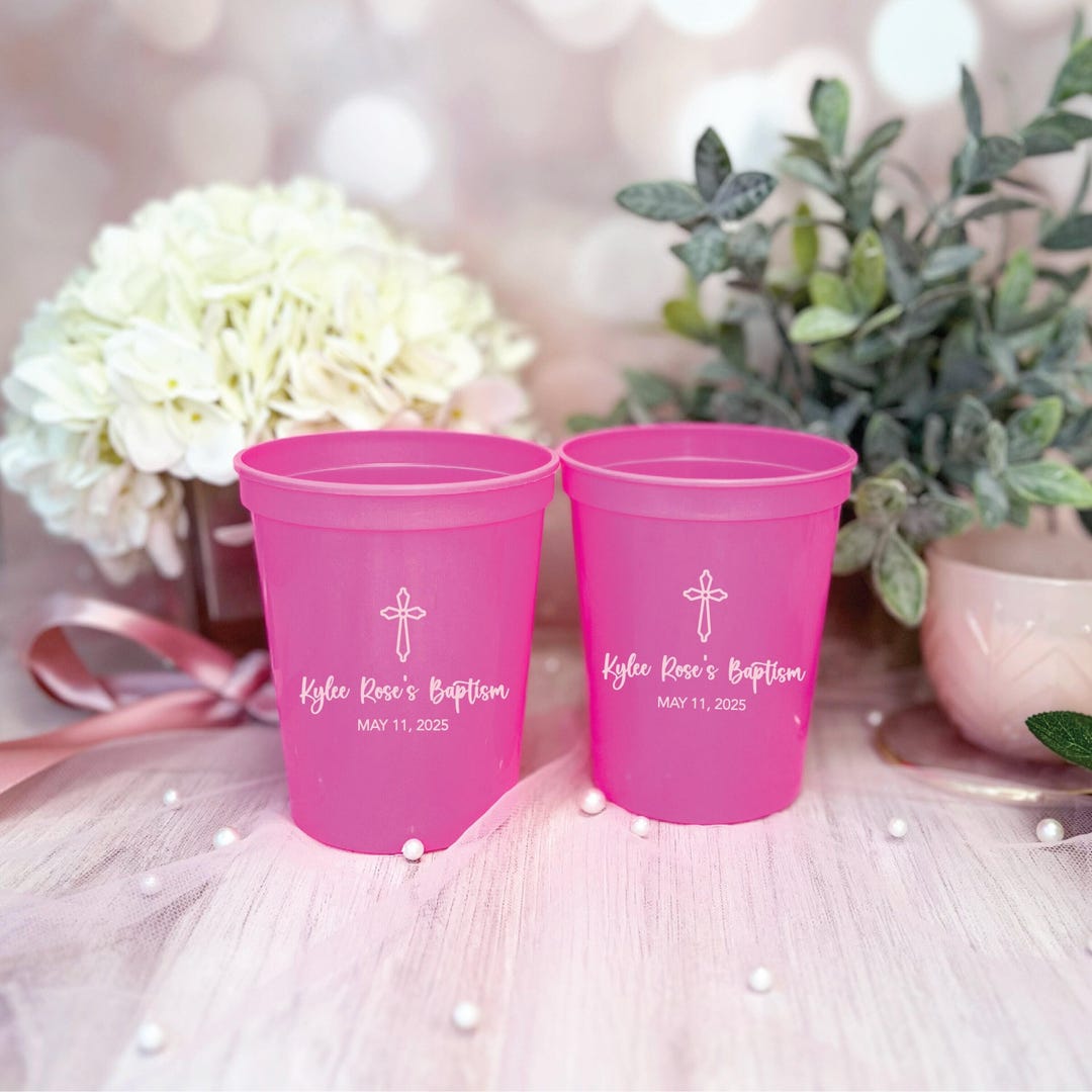 Simplistic Personalized Baptism Stadium Cups, Personalized Baptism Favor, Personalized Baptism ...