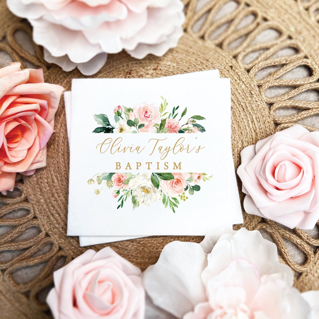 Pink Spring Floral God Bless Religious Napkins, Personalized Religious ...