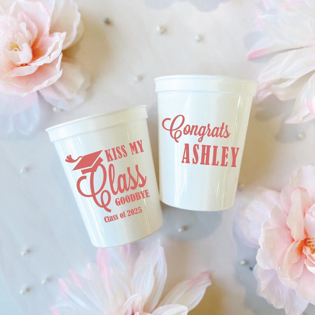 Kiss My Class Goodbye Stadium Plastic Cups, Graduation Favor Stadium ...