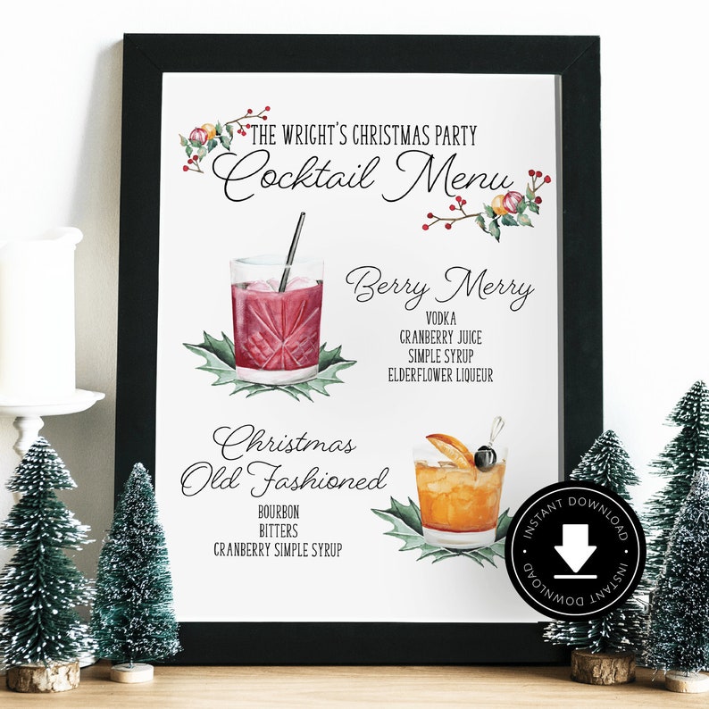 Christmas Party Signature Cocktails Sign Signature Drink Bar - Etsy