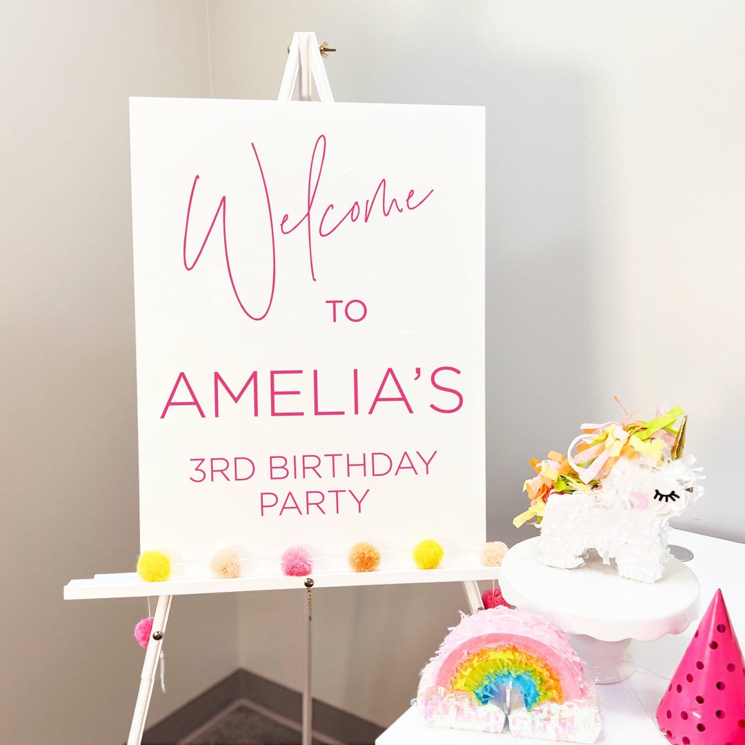 Birthday Party Welcome Sign: Acrylic, Personalized - Modern Style - Etsy
