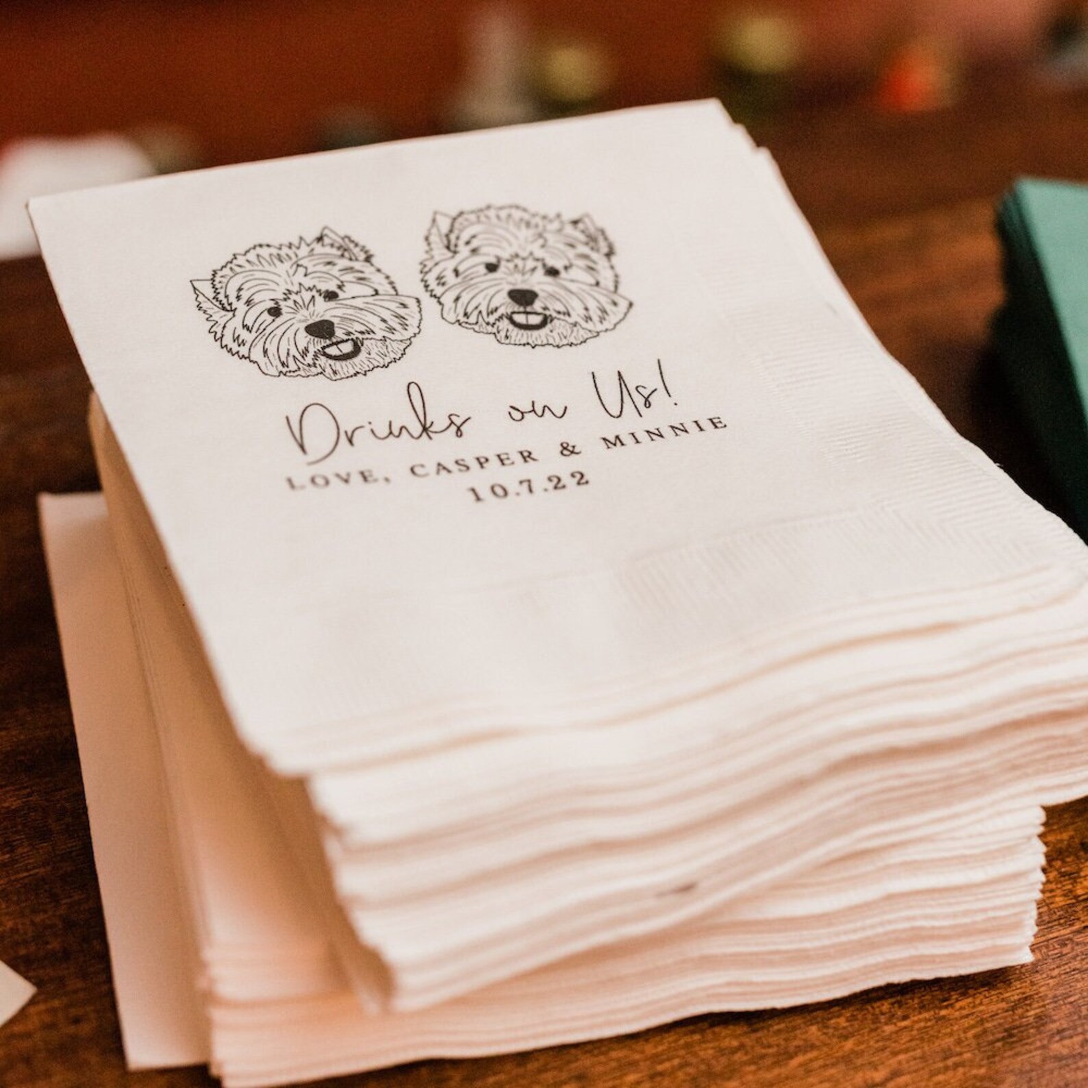 Custom Illustrated Dog Wedding Napkins Bridal Shower - Etsy