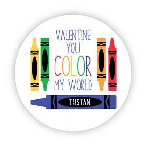 You Color My World Valentine's Day Stickers Personalized Custom ...