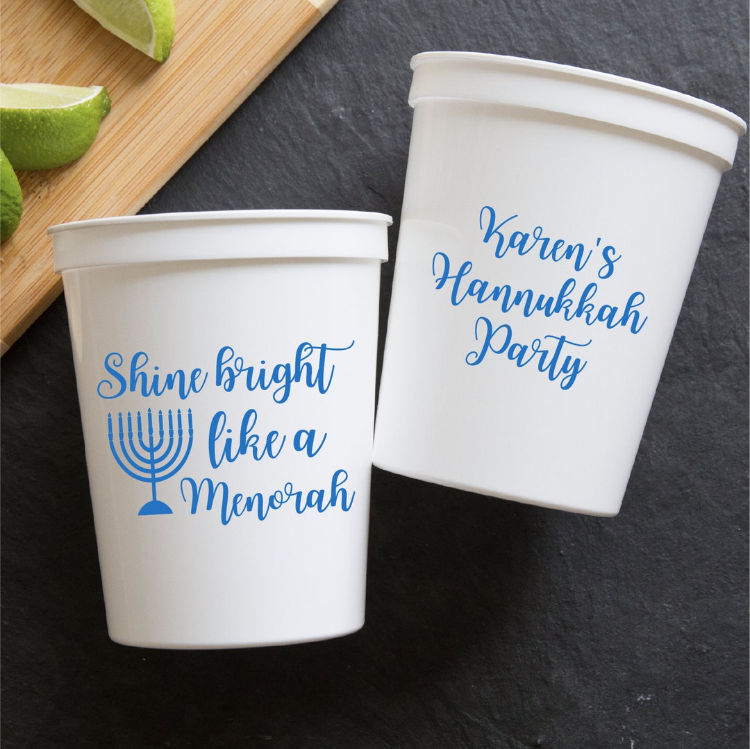 Shine Bright Like a Menorah Hanukkah Stadium Cup, Personalized Hanukkah ...
