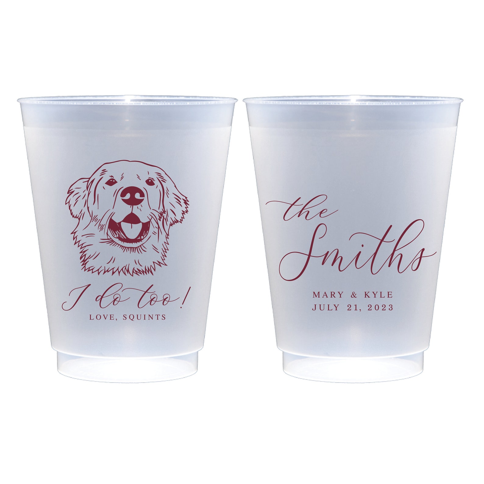 Custom Illustrated Dog Frosted Wedding Cups Modern Wedding - Etsy