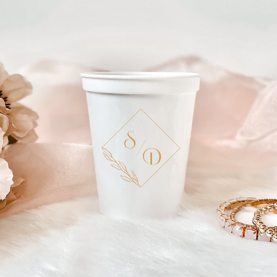 Modern Wedding Crest Personalized Stadium Plastic Cups - Engagement ...