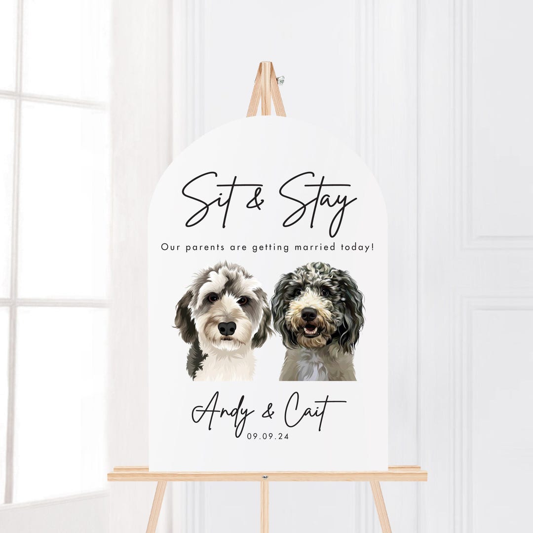 Pet Welcome Sign: Acrylic Dog Portrait - Personalized Wedding Decor - Etsy