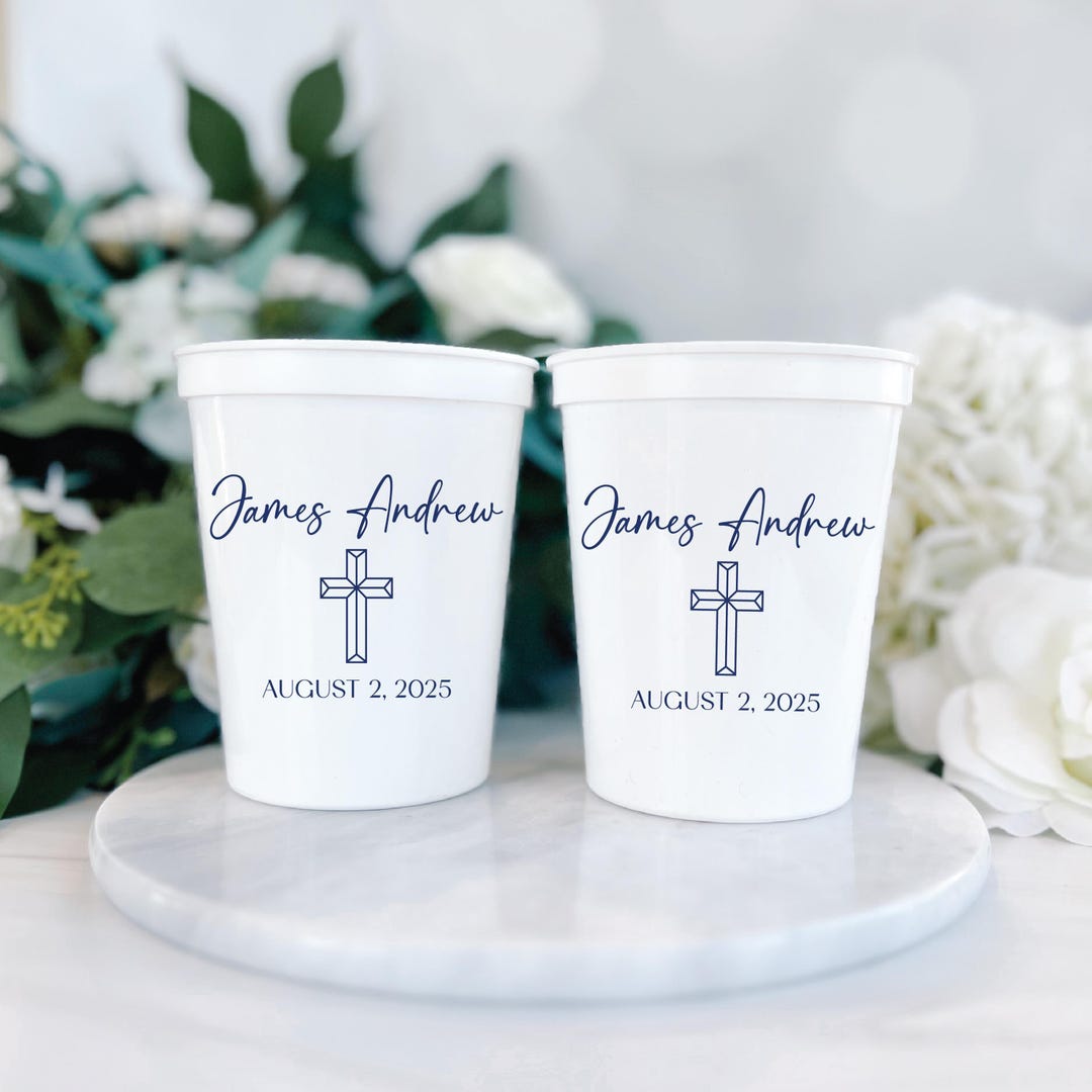 Religious Stadium Cups, Personalized Cross (baptism or First Communion ...