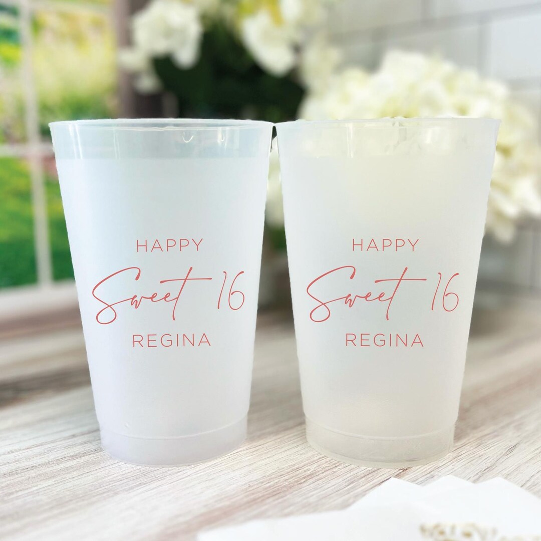 Personalized Sweet 16 Party Cups - Plastic, Reusable, Teen Birthday - Etsy