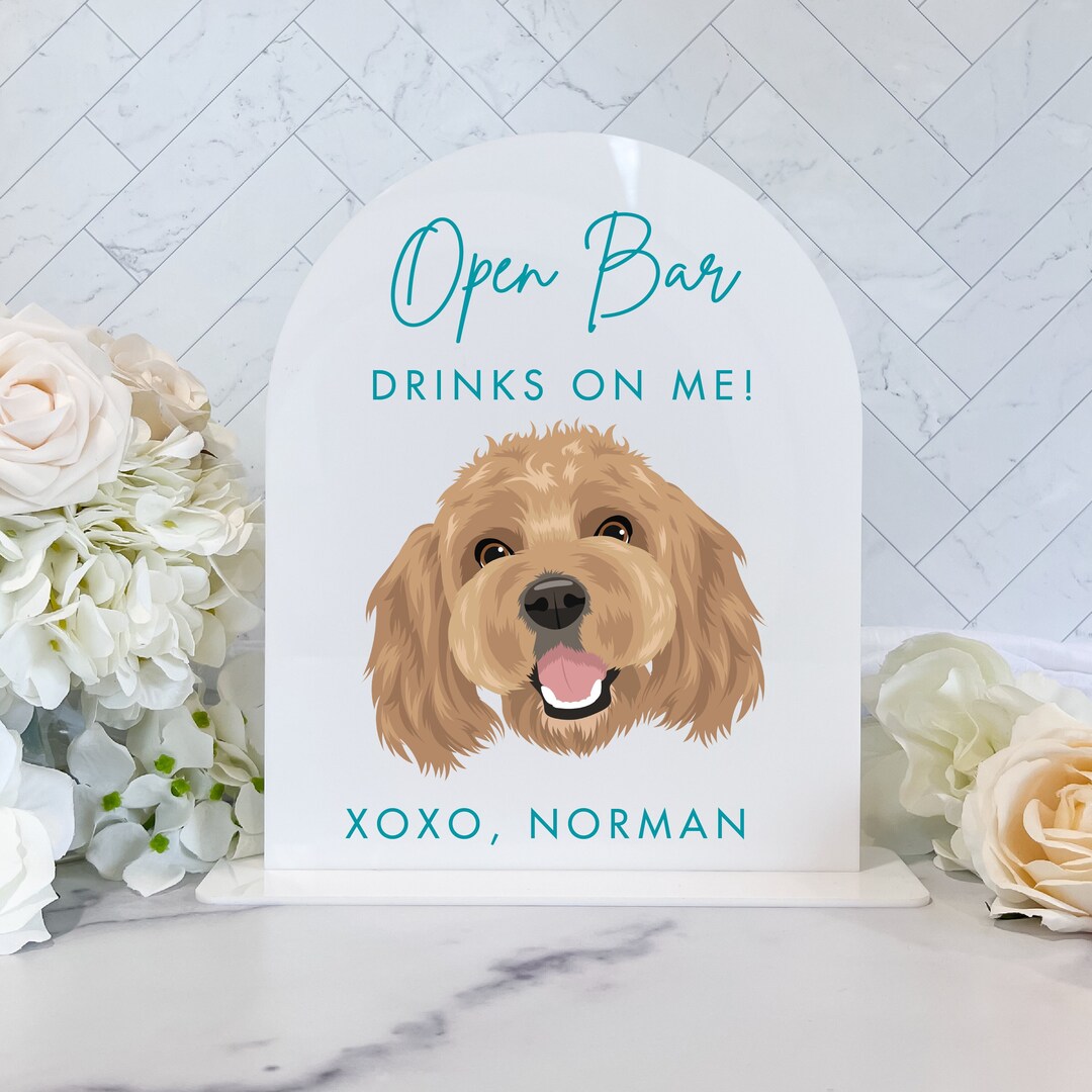 Open Bar Custom Illustrated Pet Arched Bar Sign Pet Bar Menu, Custom ...