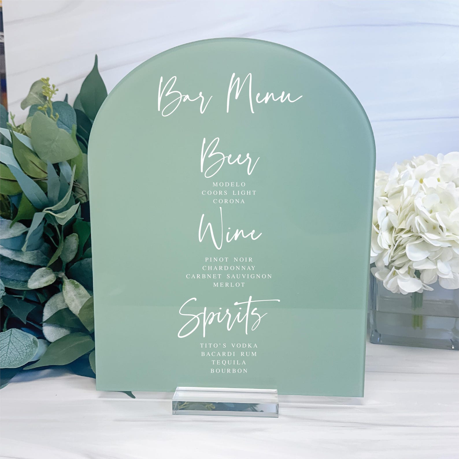Wedding Bar Menu Sign, Acrylic Arched Style (custom Colors & Fonts) - Etsy