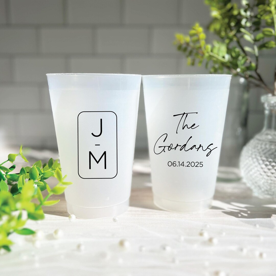 Wedding Shatterproof Cups, Minimalist Monogram (personalized, Reusable ...