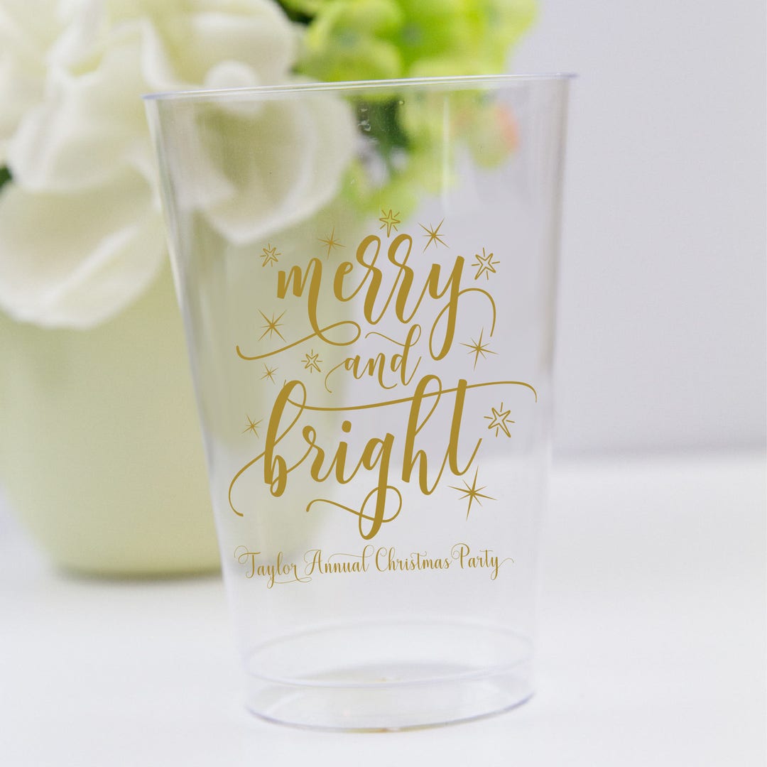 Merry and Bright Christmas Party Cups Wine Cups Holiday Cocktails ...