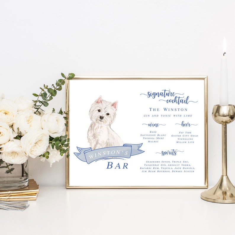 Dog Bar Menu Wedding Sign Pet Signature Drink Bar Menu | Etsy