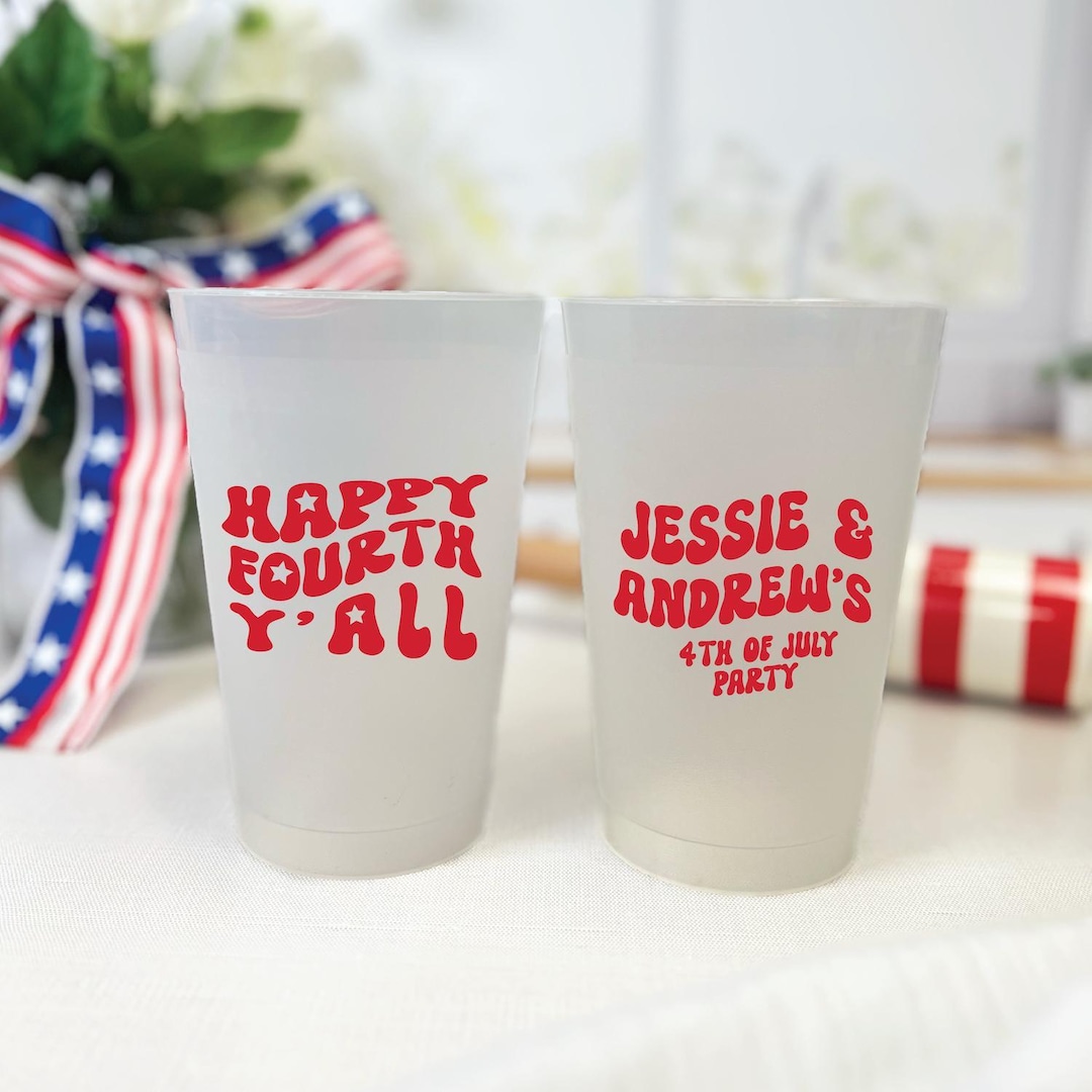 Personalized Fourth of July Cups: Frosted, Shatterproof Party Drinkware ...