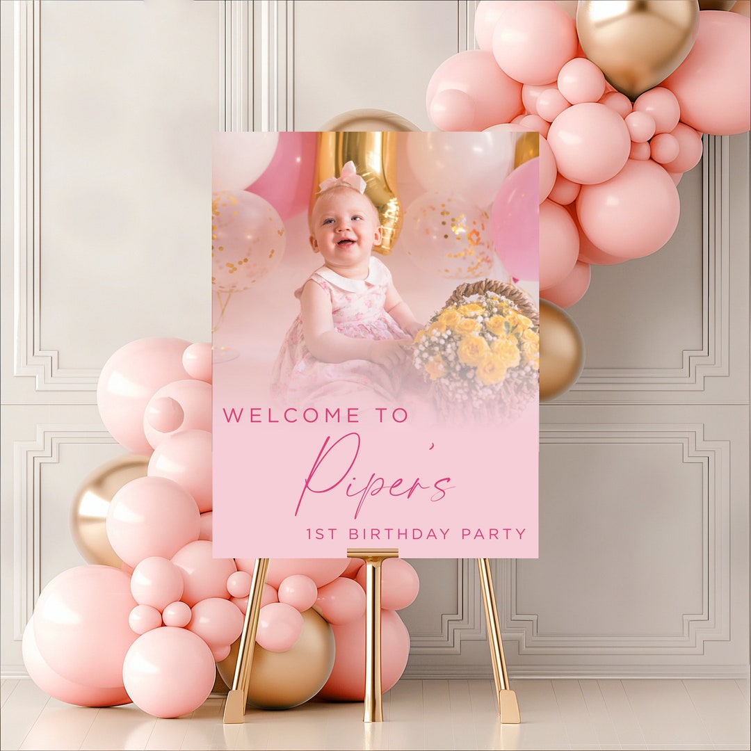 1st Birthday Custom Photo Birthday Welcome Sign Birthday Sign, 1st ...