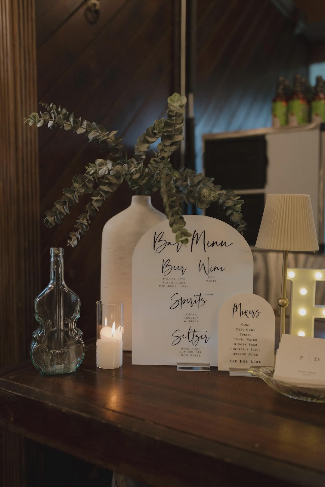Wedding Bar Menu Sign, Acrylic Arched Style (custom Colors & Fonts) - Etsy