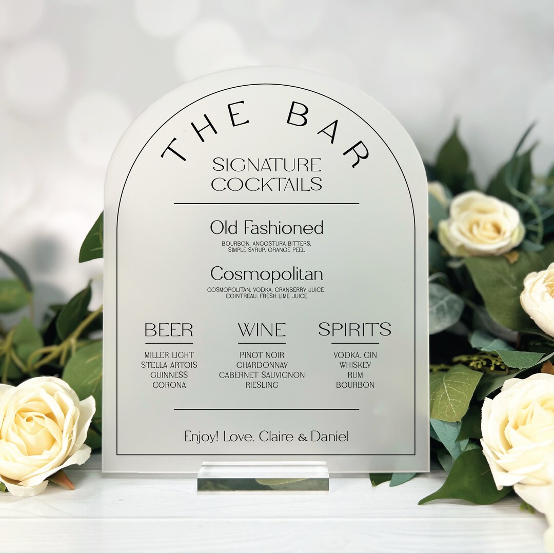 The Bar - Arched Wedding Bar Sign, Signature Drink Bar Menu, Wedding ...