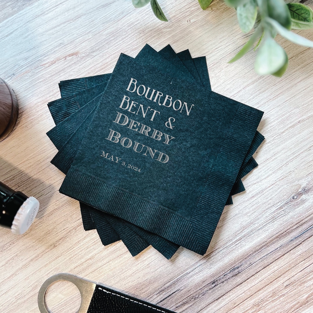 Bourbon Bent & Derby Bound Personalized Napkin, Personalized Derby ...