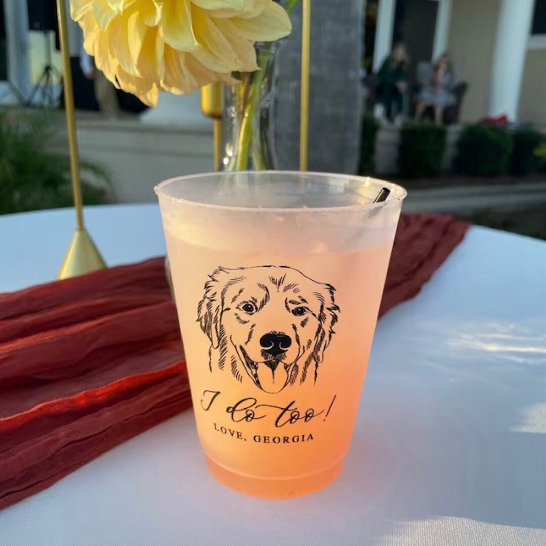 Custom Illustrated Dog Frosted Wedding Cups, Modern Wedding Cups ...