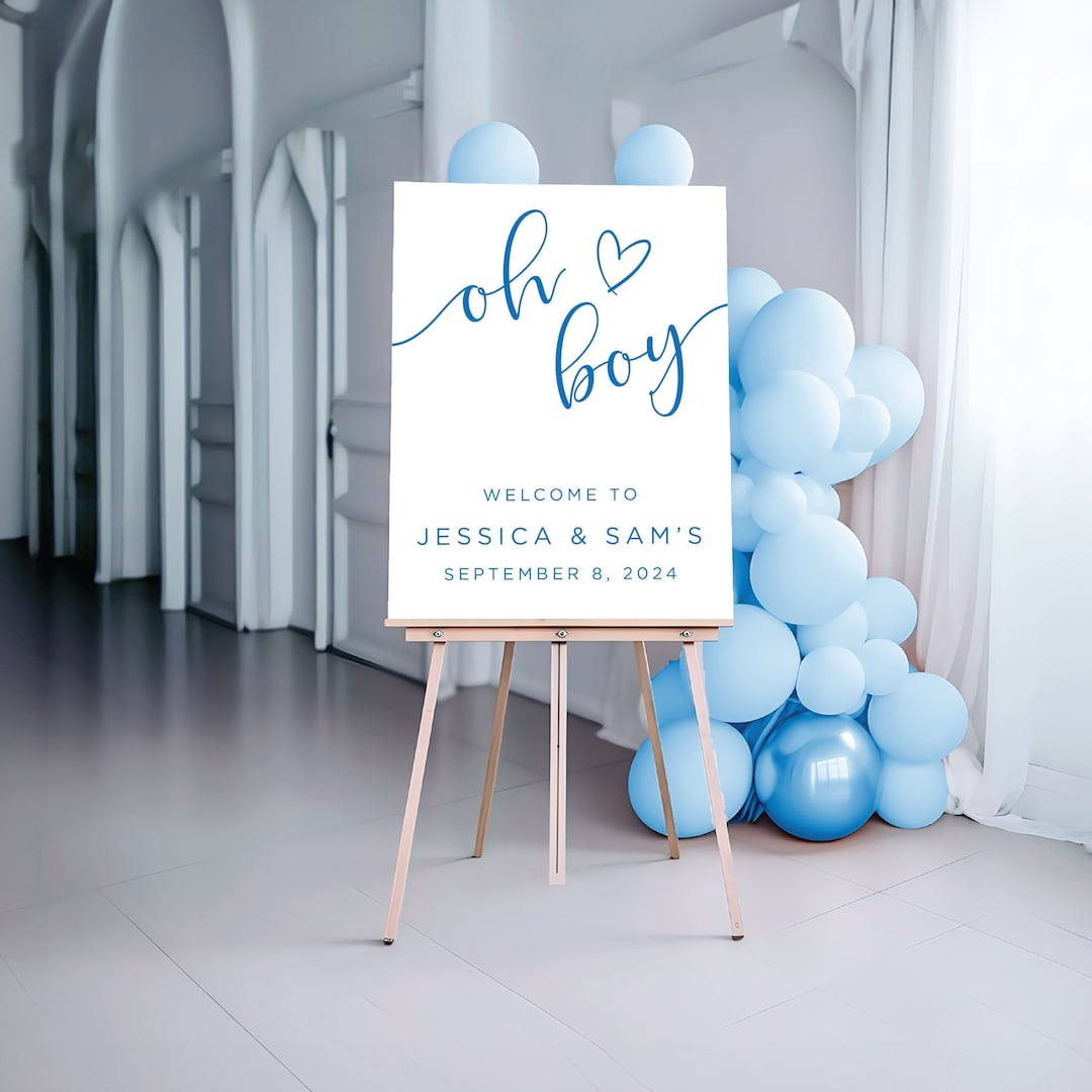 Oh Boy! Personalized Baby Shower Acrylic Sign, Acrylic Baby Shower Sign ...