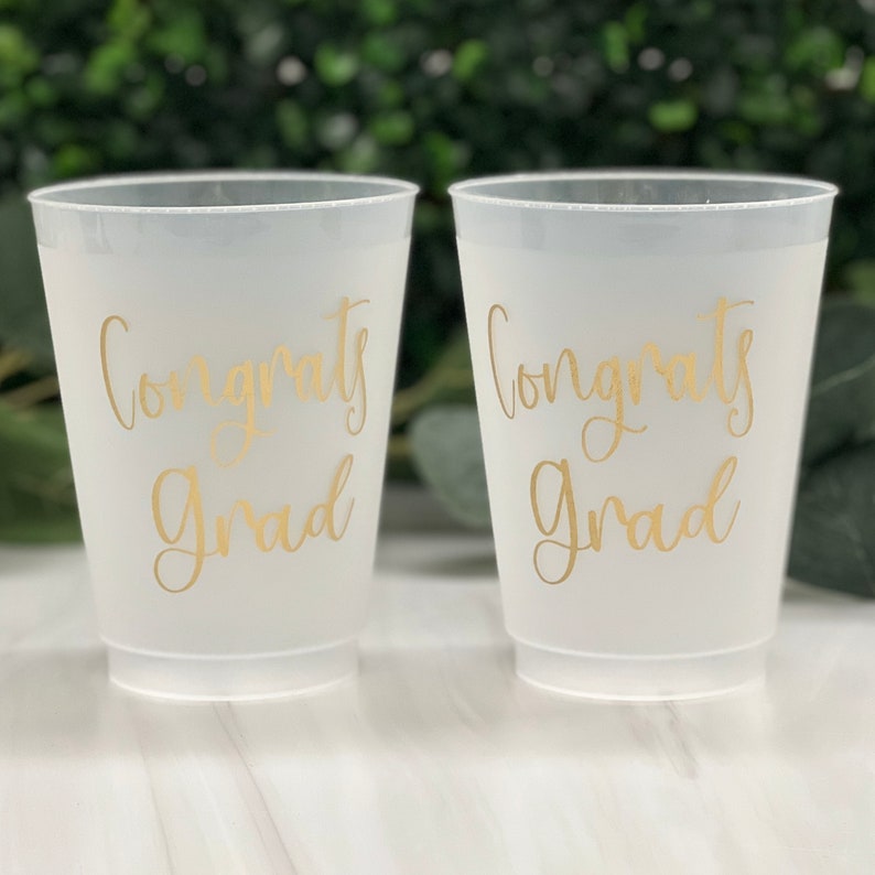 Congrats Grad Plastic Reusable Cups and Napkins Ready to Ship - Etsy