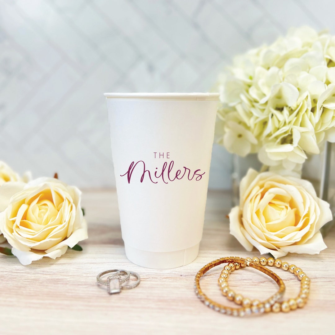 Custom Monogram Personalized Wedding Paper Cups Coffee Bar Hot ...