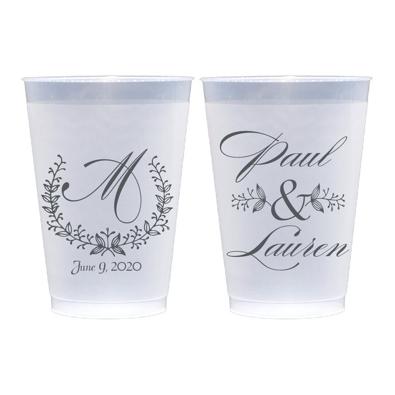Monogram Frosted Wedding Cups Modern Wedding Cups Fancy | Etsy