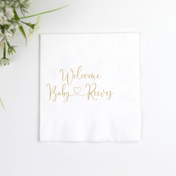 Welcome Baby - Baby Shower Napkins - Foil Stamped Baby Shower Napkins ...