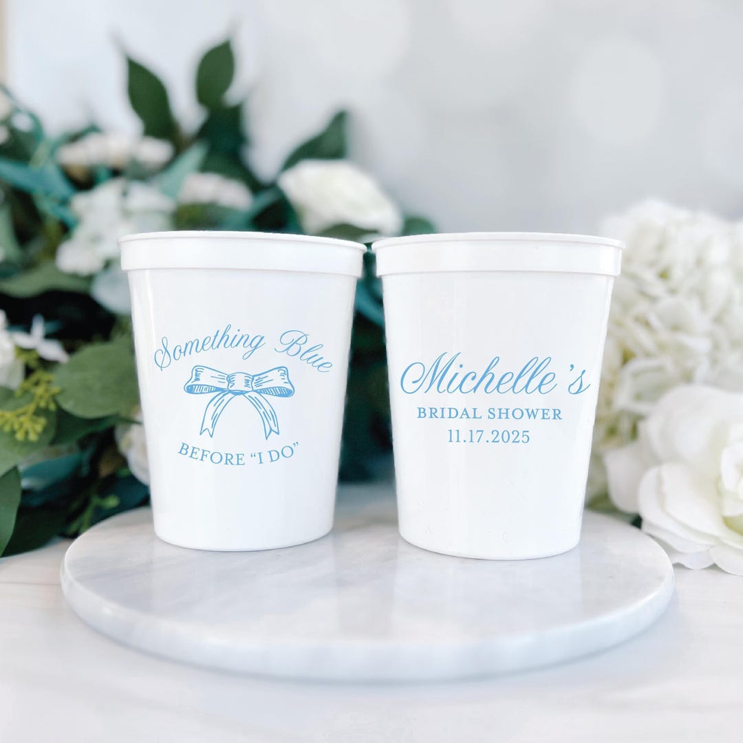 Bridal Shower Stadium Cups, Something Blue, Personalized (16oz or 22oz ...