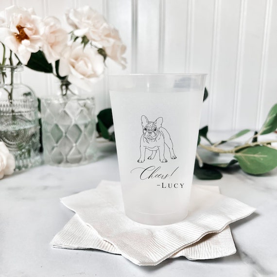 Custom Illustrated Dog Frosted Wedding Cups, Modern Wedding Cups ...