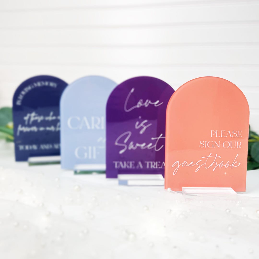 Custom Arched Modern Table Wedding Signs, Table Signs, Cards and Gifts ...
