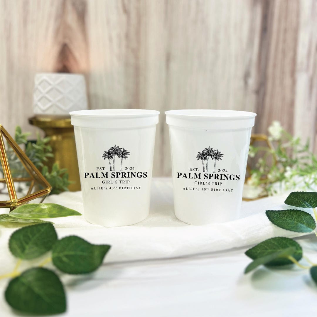Personalized Stadium Cups: Palm Tree Design - Custom Birthday Favors - Etsy