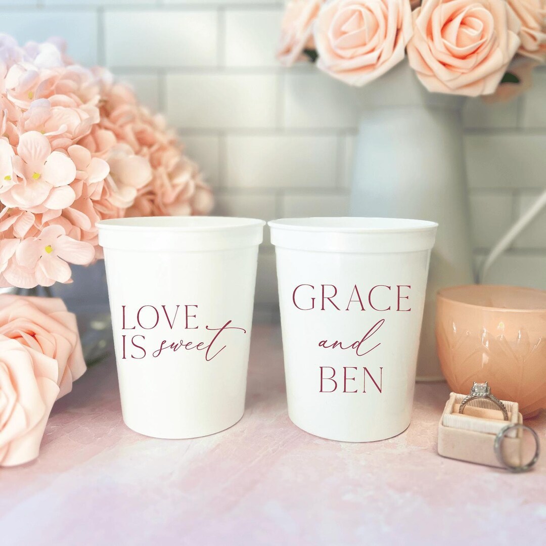 Love is Sweet Wedding Personalized Stadium Cups, Wedding Stadium Cups ...