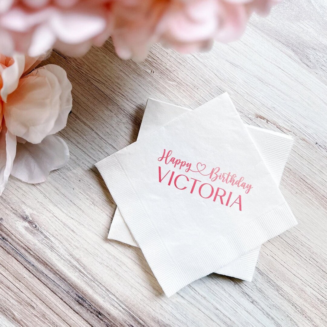 Connecting Heart Birthday Personalized Napkins, Birthday Napkins, Adult ...