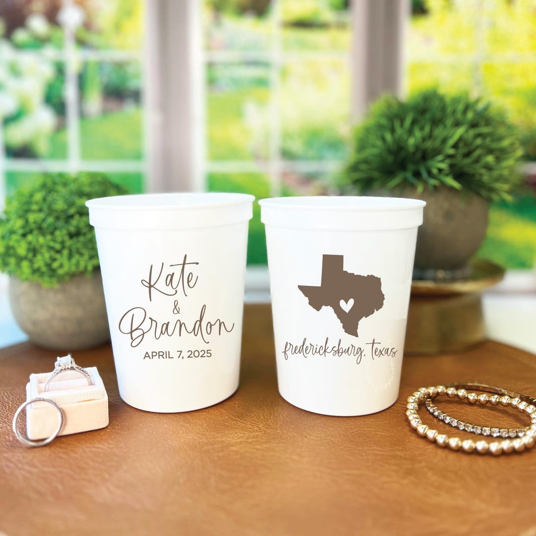State Love Wedding Stadium Plastic Cups, Engagement Party Favor ...